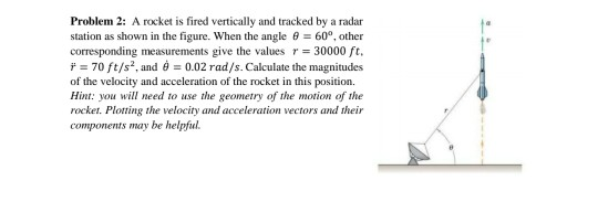 Solved Problem 2: A rocket is fired vertically and tracked | Chegg.com