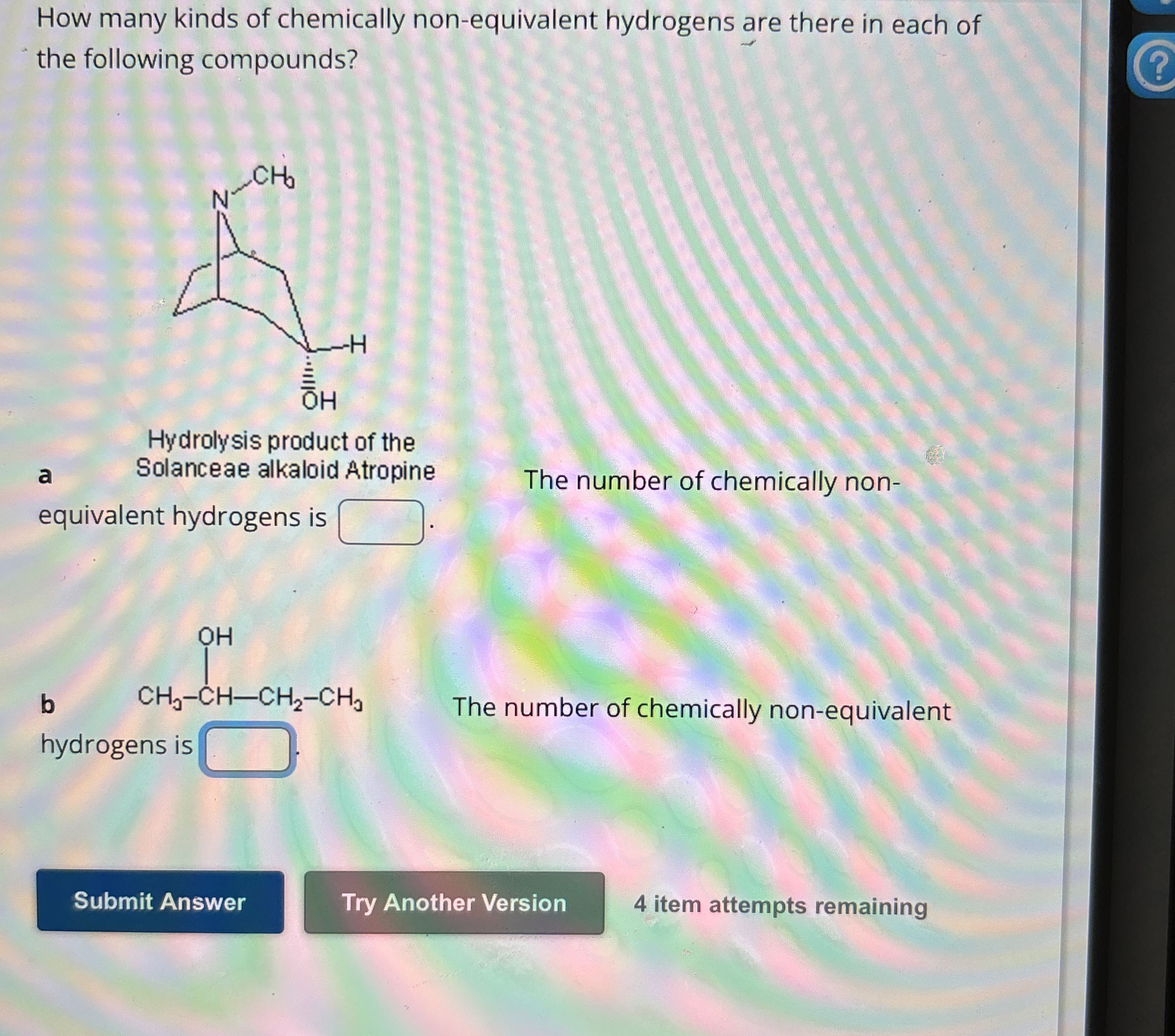 Solved How many kinds of chemically non-equivalent hydrogens | Chegg.com