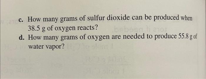 Solved 7.60 When the gases dihydrogen sulfide and oxygen | Chegg.com