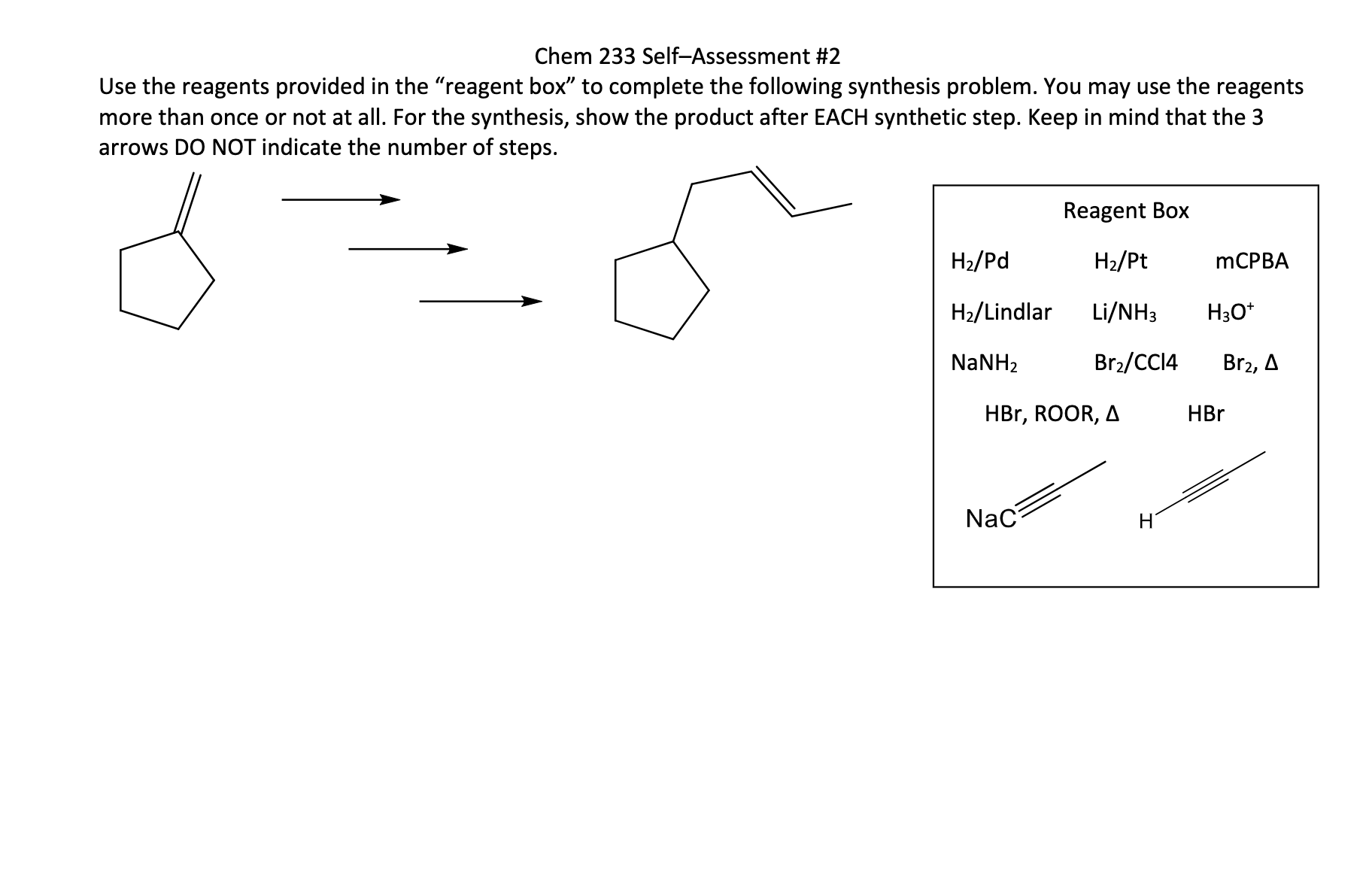Solved Use the reagents provided in the "reagent box" to | Chegg.com