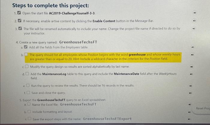 Solved Steps to complete this project: Open the start file | Chegg.com