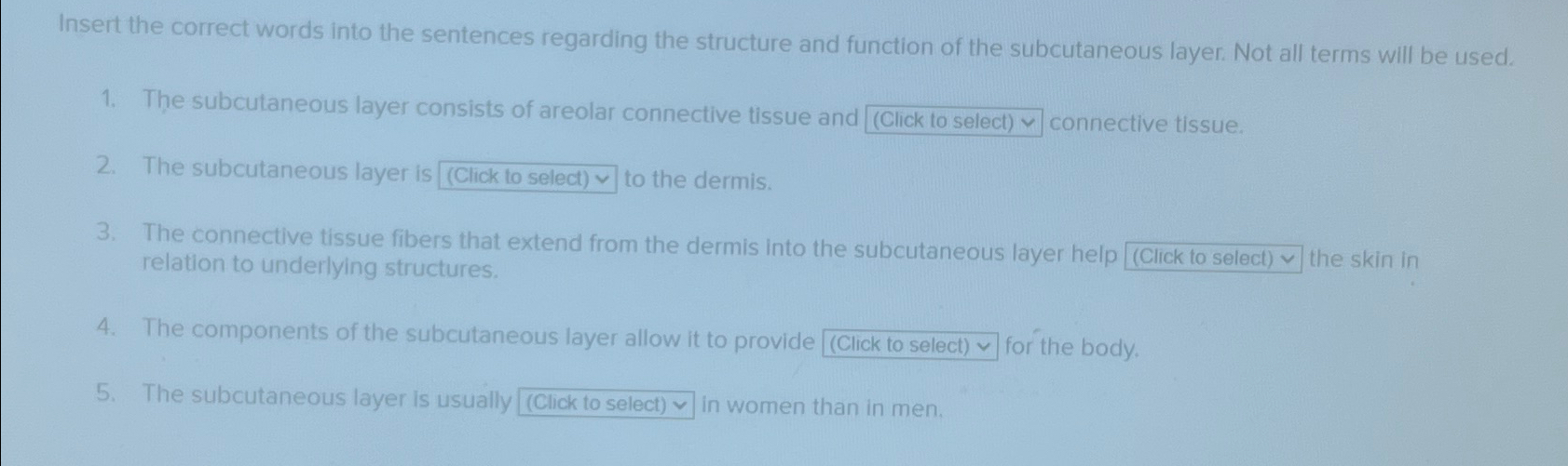 Solved Insert the correct words into the sentences regarding | Chegg.com