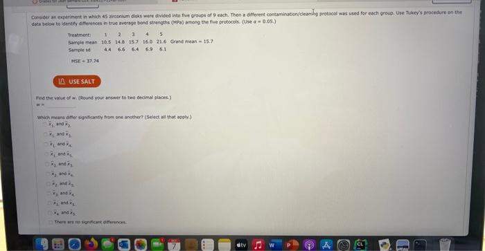 Solved use Tukey's procedure to investigate significant | Chegg.com