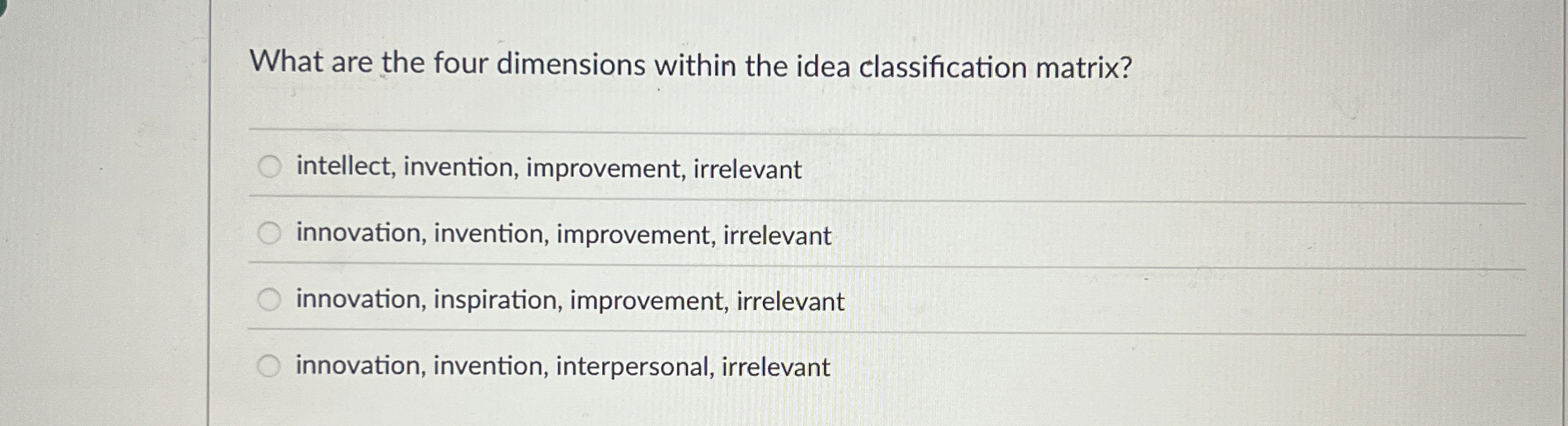 Solved What are the four dimensions within the idea | Chegg.com