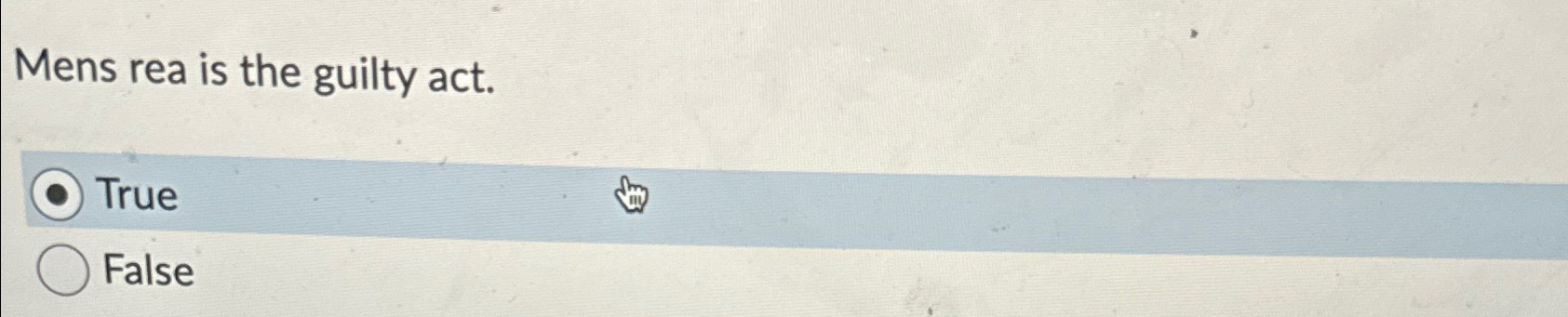 Solved Mens rea is the guilty act.TrueFalse | Chegg.com