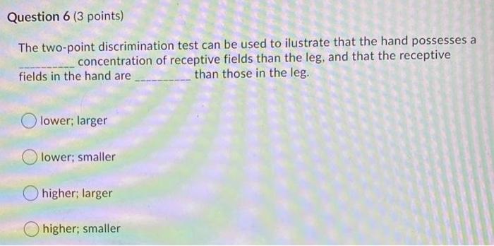 Solved The two-point discrimination test can be used to | Chegg.com