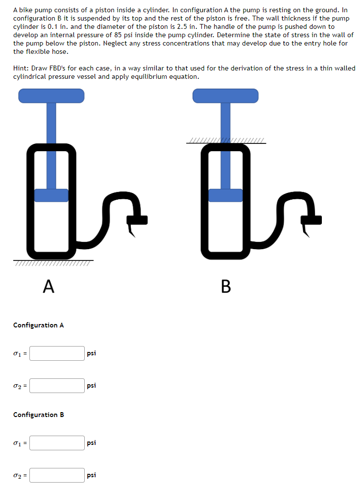 A bike pump consists of a piston inside a cylinder. | Chegg.com
