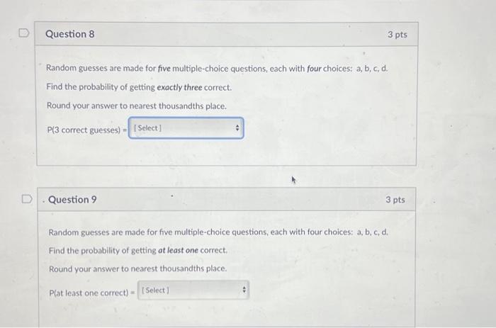 Solved Random guesses are made for five multiple-choice | Chegg.com