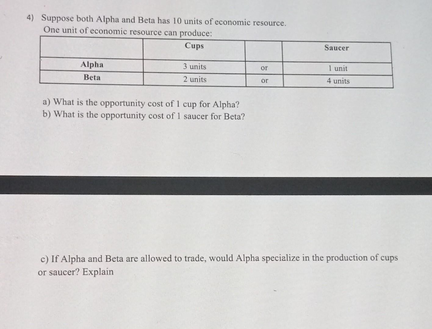 Solved 4) Suppose both Alpha and Beta has 10 units of | Chegg.com