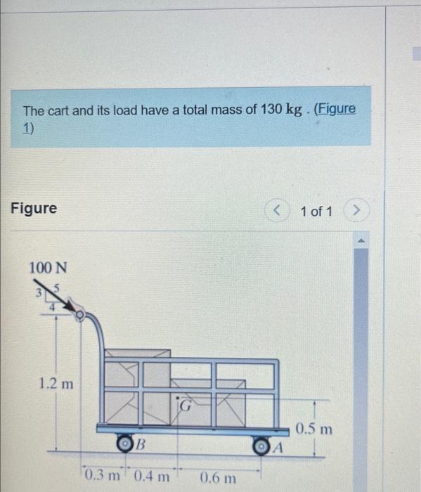 Solved The cart and its load have a total mass of 130 kg. | Chegg.com