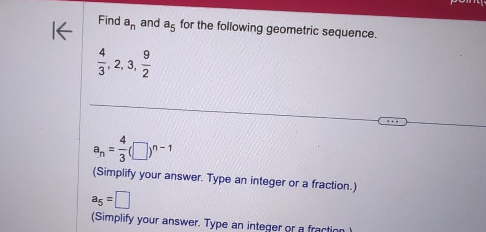 Solved Find an ﻿and a5 ﻿for the following geometric | Chegg.com