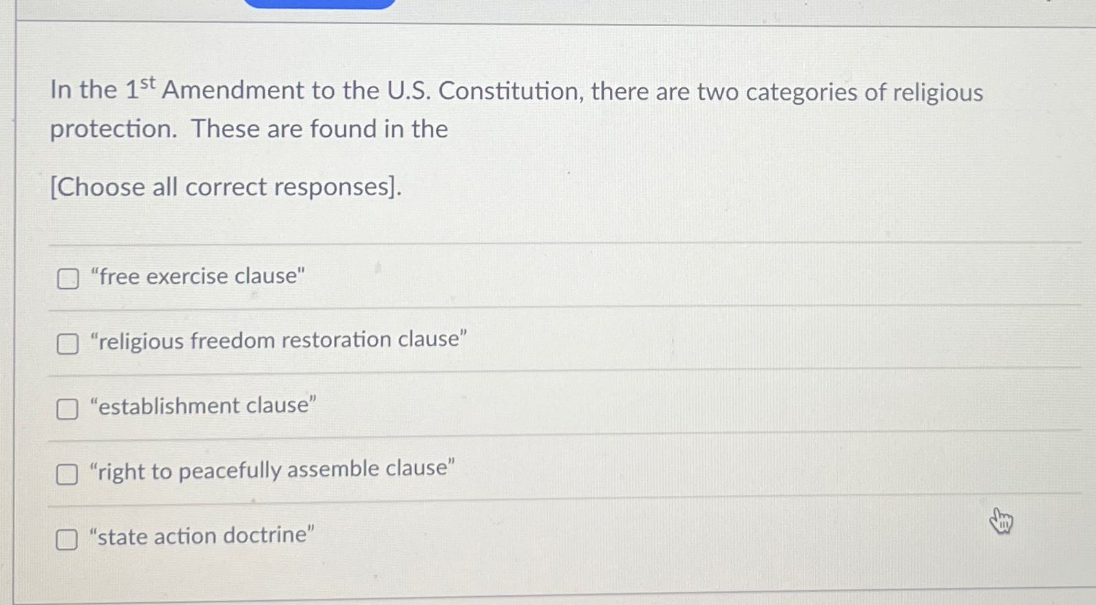 Solved In the 1st ﻿Amendment to the U.S. ﻿Constitution, | Chegg.com