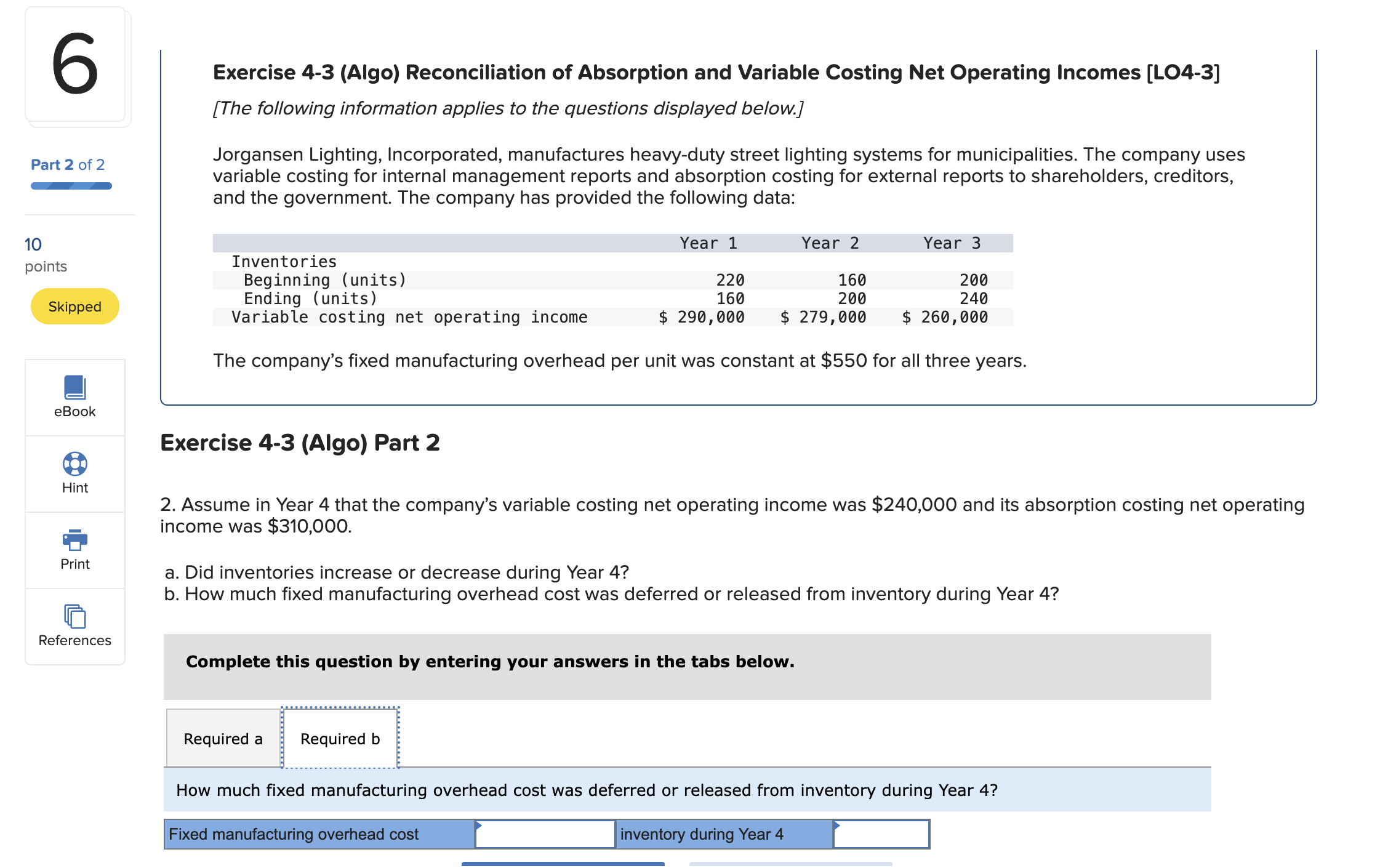 Solved Exercise 4-3 (Algo) ﻿Reconciliation of Absorption and | Chegg.com