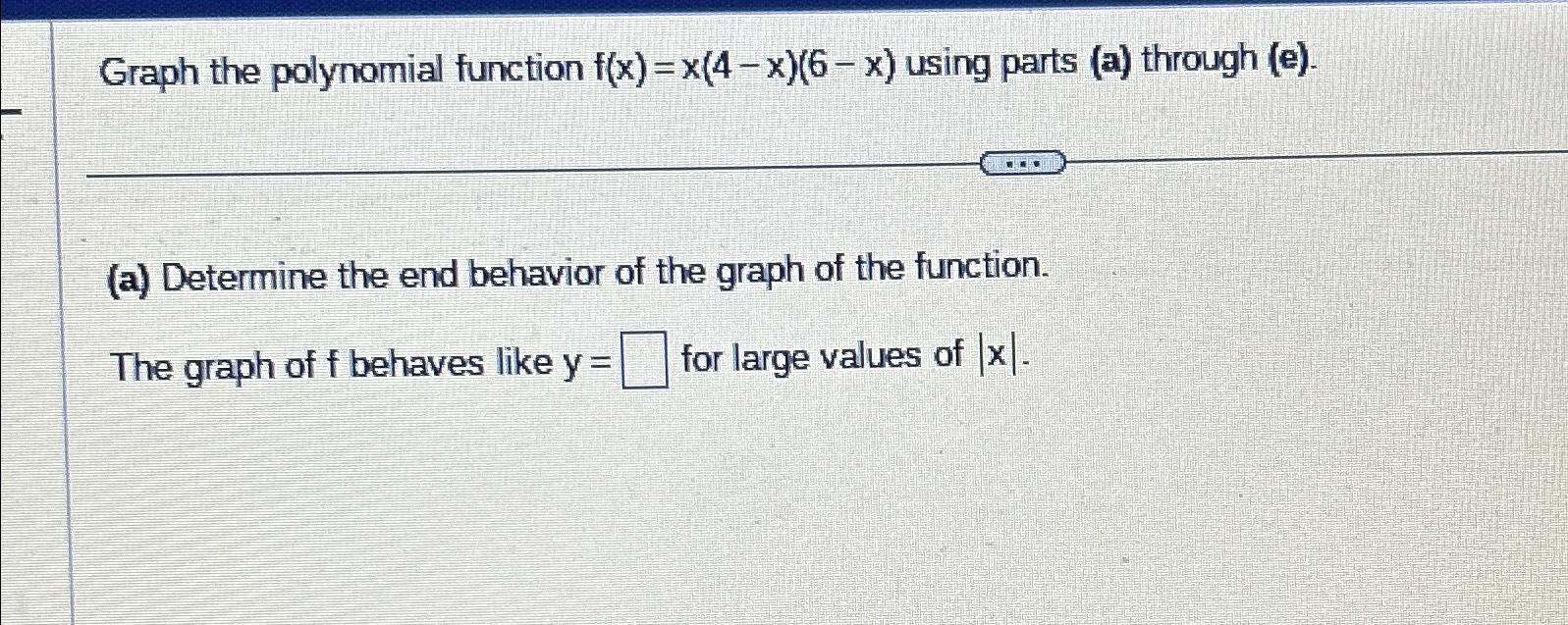 Solved Graph the polynomial function f(x)=x(4-x)(6-x) ﻿using | Chegg.com