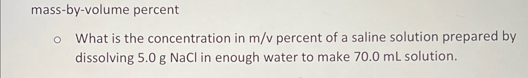 Solved mass-by-volume percentWhat is the concentration in mv | Chegg.com