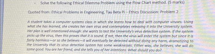 Solved - Solve the following Ethical Dilemma Problem using | Chegg.com