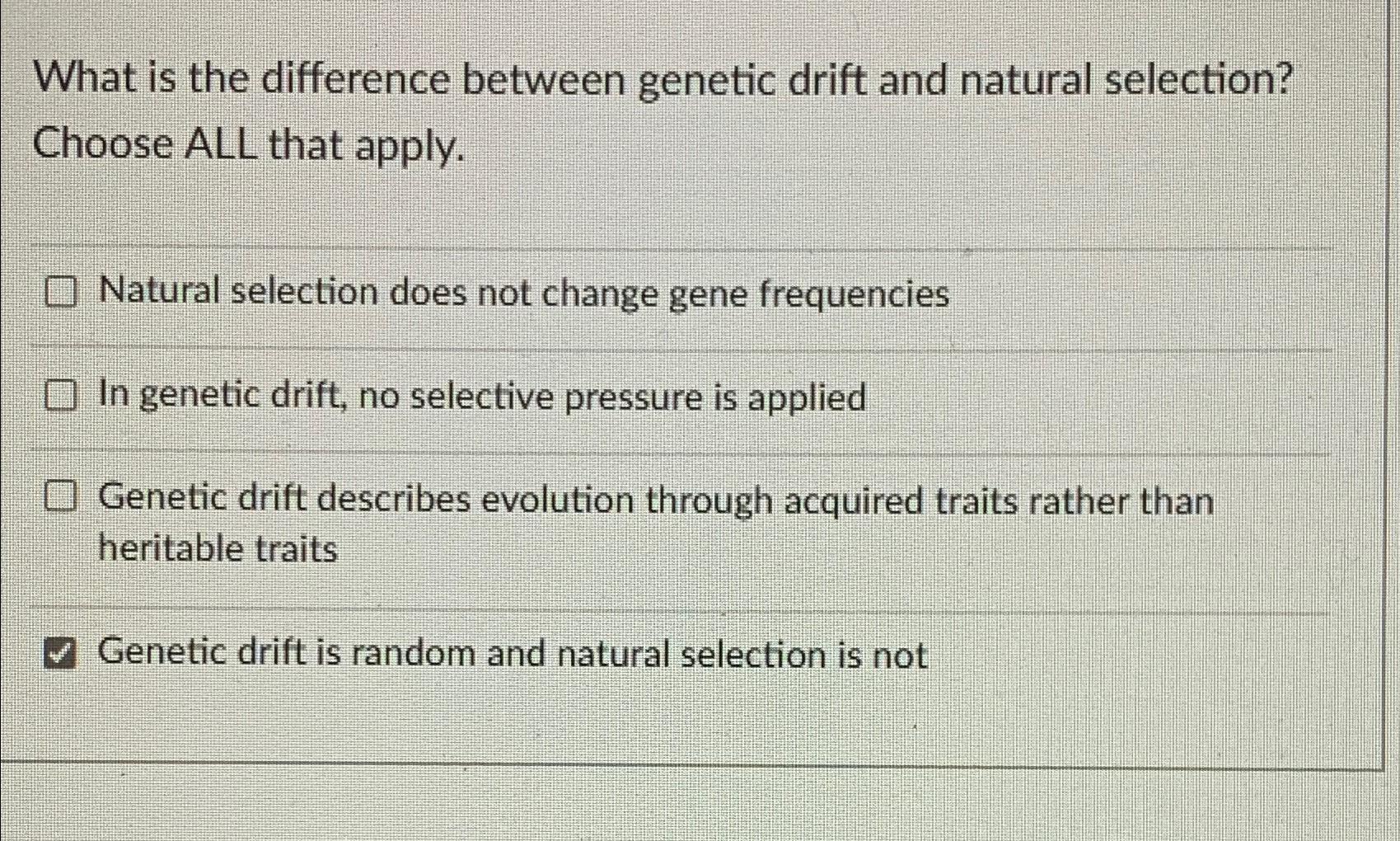 Solved What is the difference between genetic drift and | Chegg.com