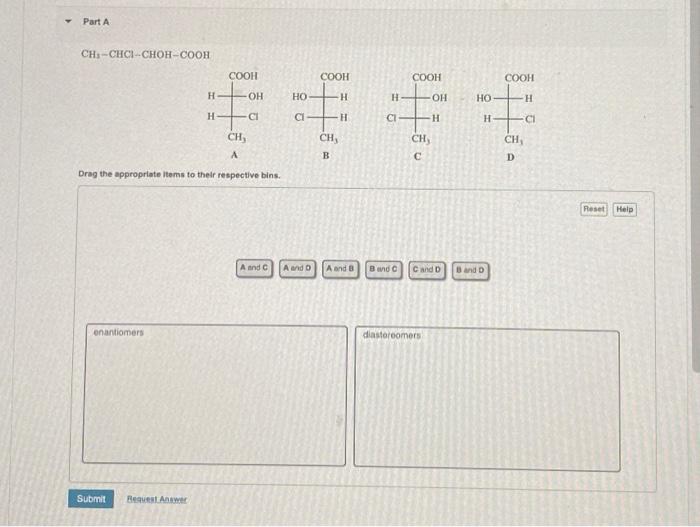 Solved CHs−CHCl−CHOH−COOH Drag the appropriate items to | Chegg.com
