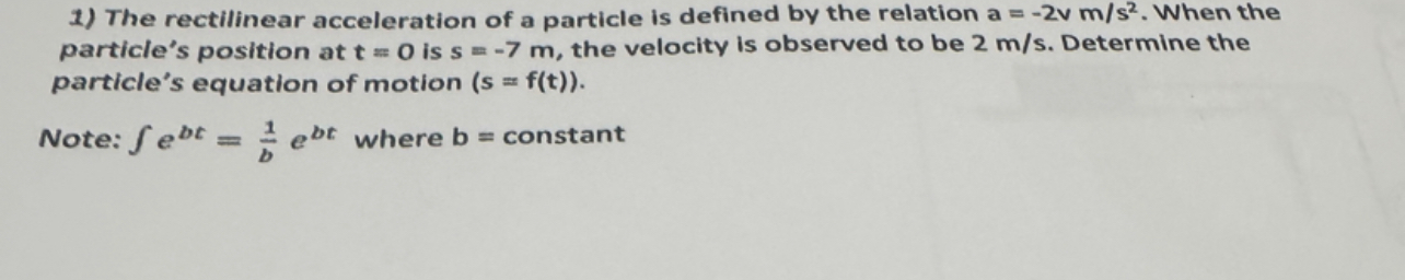 Solved The rectilinear acceleration of a particle is defined | Chegg.com
