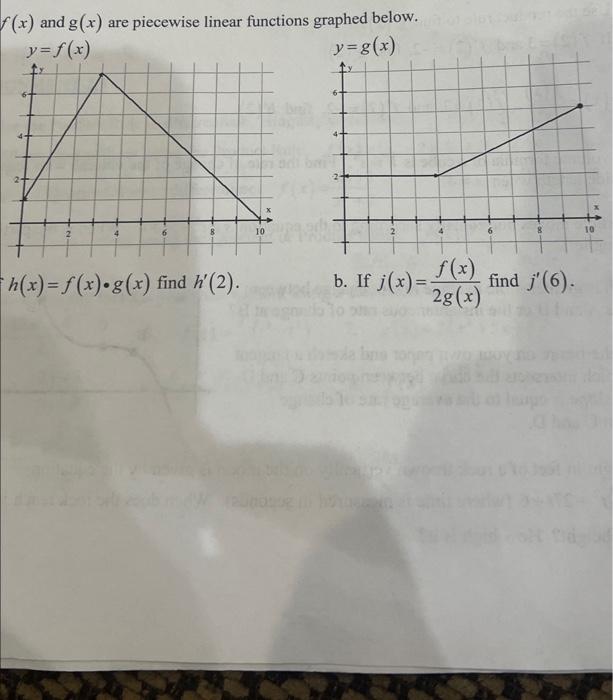 Solved f(x) and g(x) are piecewise linear functions graphed | Chegg.com