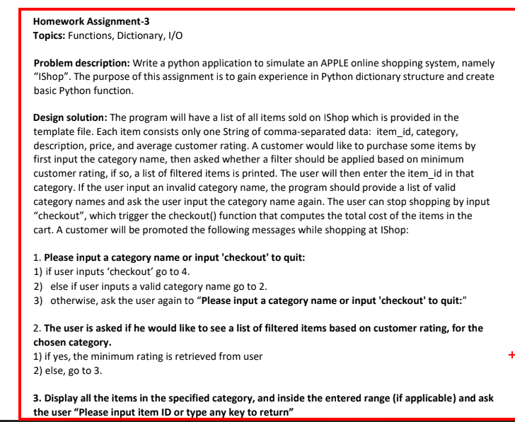Solved Homework Assignment-3 Topics: Functions, Dictionary, | Chegg.com
