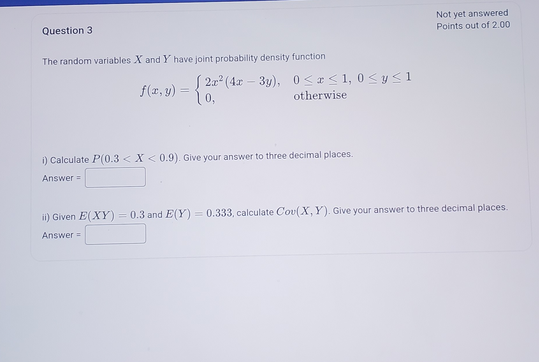 Solved Question 3The random variables x ﻿and Y ﻿have joint | Chegg.com