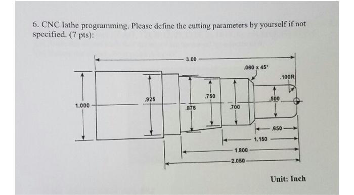 Solved 6. CNC lathe programming, Please define the cutting | Chegg.com