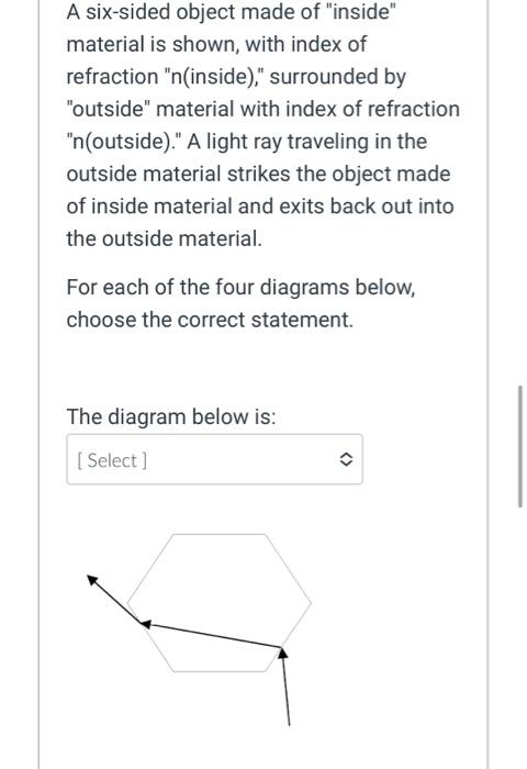 Solved A six-sided object made of "inside" material is | Chegg.com