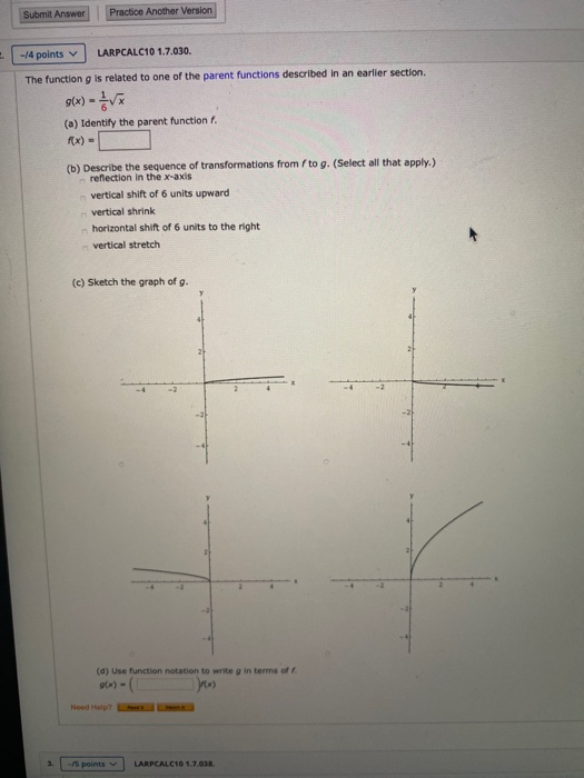 Solved Submit Answer Practice Another Version -14 points | Chegg.com