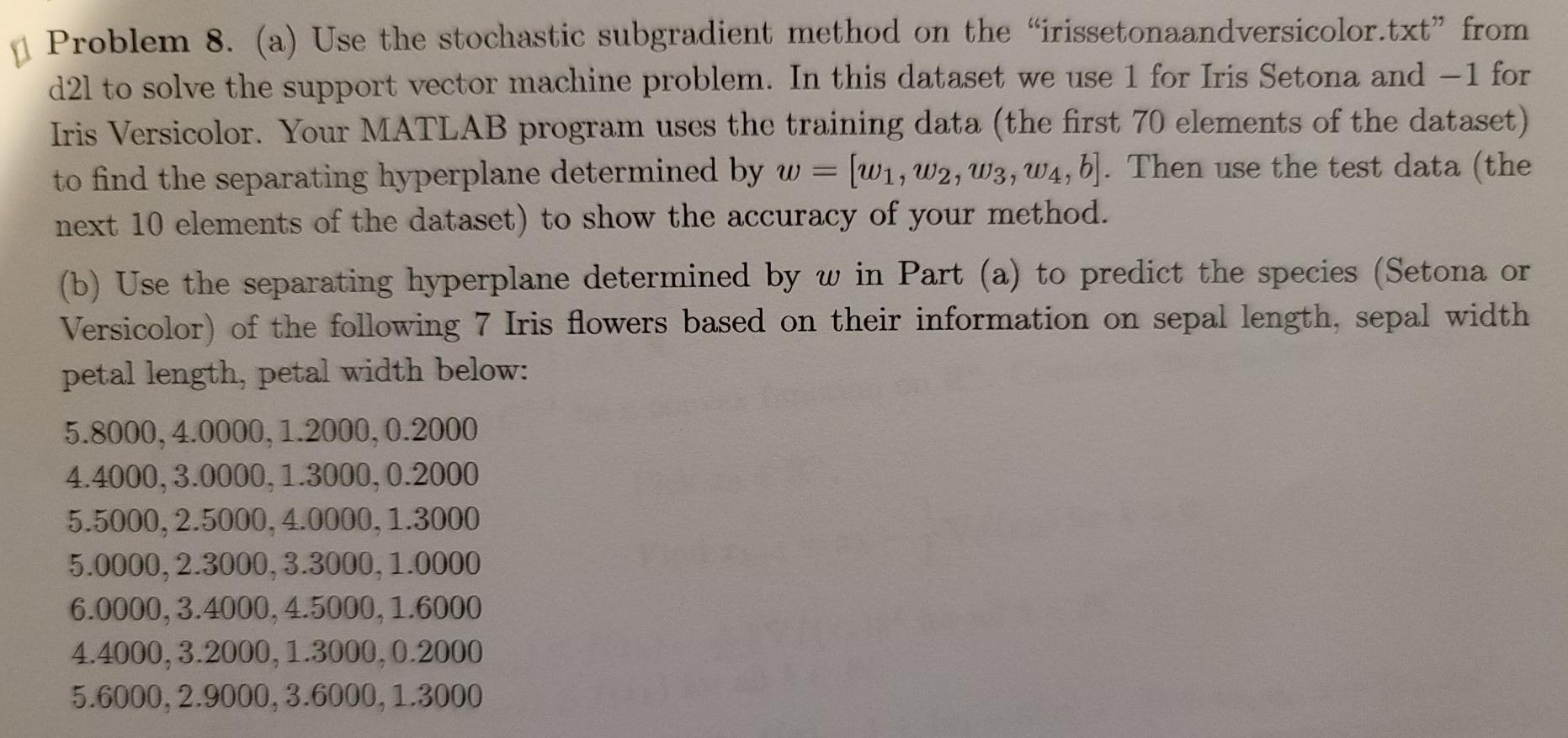 Problem 8 A Use The Stochastic Subgradient Method
