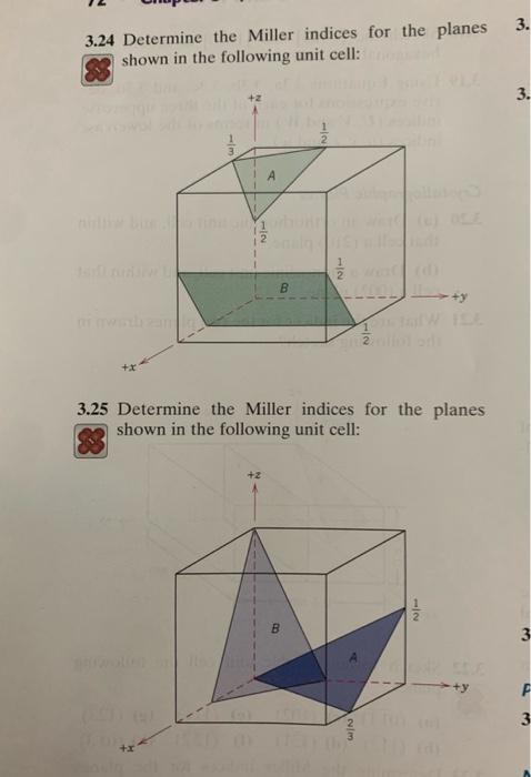 Solved 3.24 Determine the Miller indices for the planes | Chegg.com
