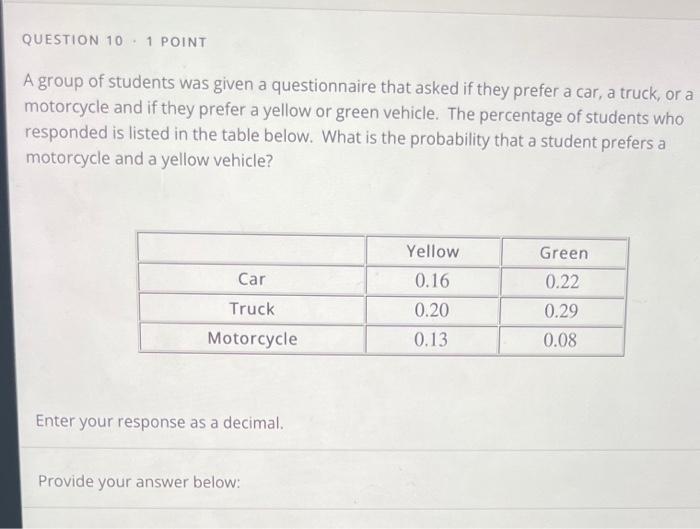 Solved A group of students was given a questionnaire that | Chegg.com