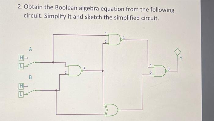 Solved 2. Obtain the Boolean algebra equation from the | Chegg.com
