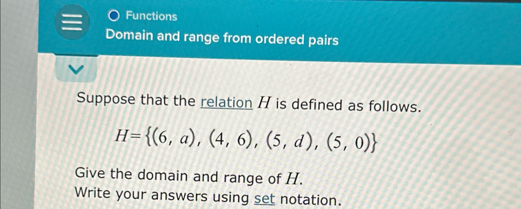 Solved FunctionsDomain and range from ordered pairsSuppose | Chegg.com