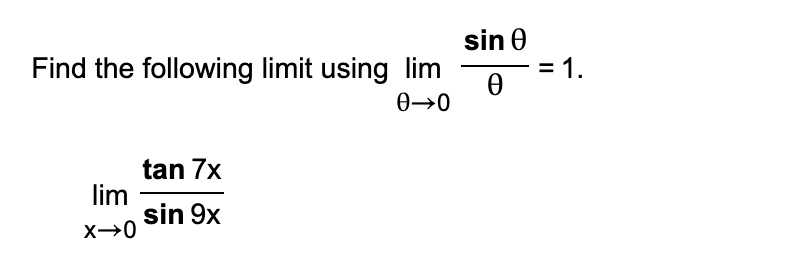 Solved Find the following limit using | Chegg.com