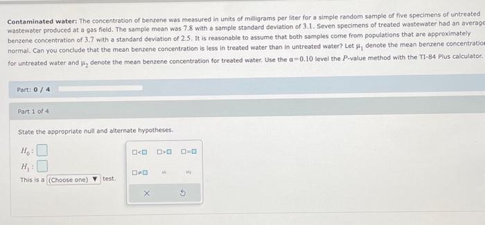 Solved Contaminated water: The concentration of benzene was | Chegg.com