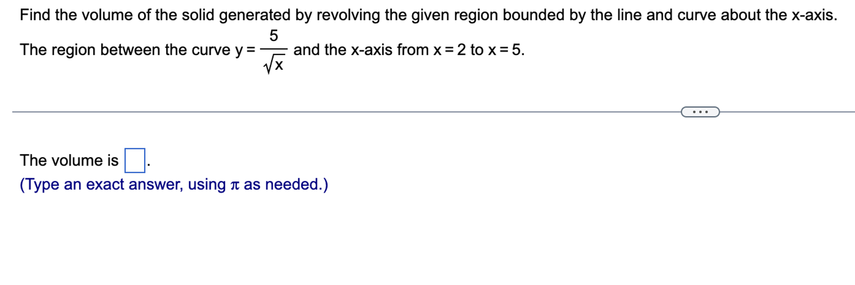 Solved Find the volume of the solid generated by revolving | Chegg.com