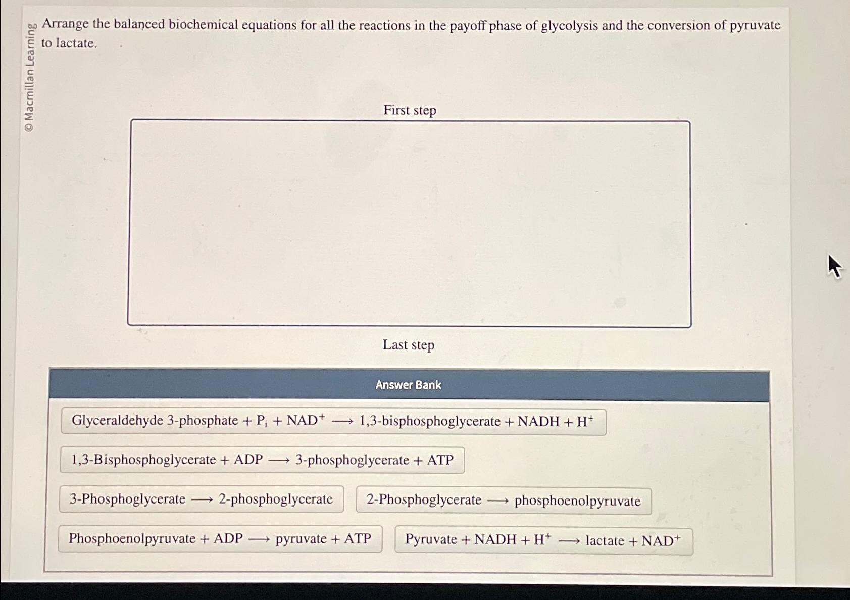 Solved Arrange the balanced biochemical equations for all | Chegg.com