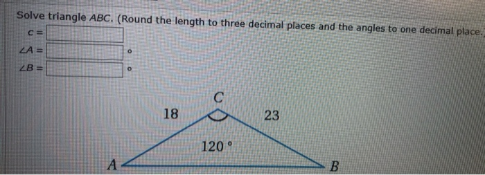 Solved Solve triangle ABC. (Round the length to three | Chegg.com