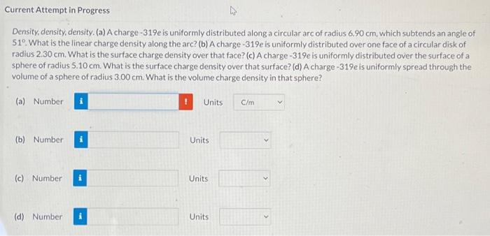 Solved Current Attempt in Progress Density, density, | Chegg.com