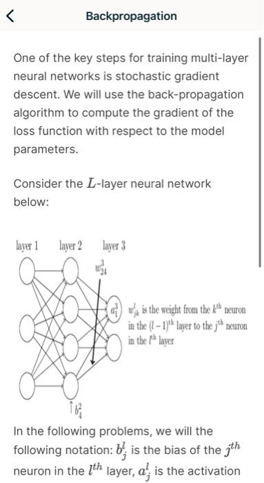Solved One of the key steps for training multi-layer neural | Chegg.com