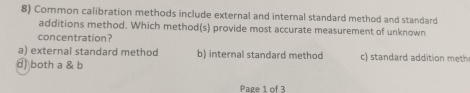 Solved Common calibration methods include external and | Chegg.com