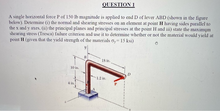 Solved QUESTION 1 A single horizontal force P of 150 lb | Chegg.com