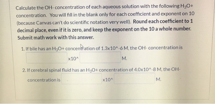 Solved Calculate the OH-concentration of each aqueous | Chegg.com