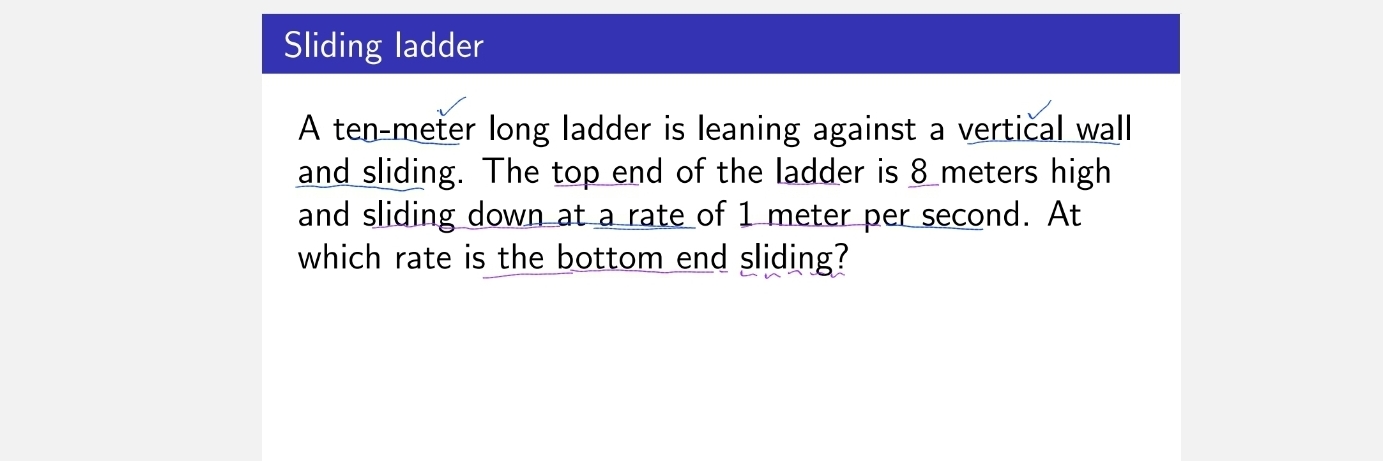 Solved Sliding ladderA ten-meter long ladder is leaning | Chegg.com