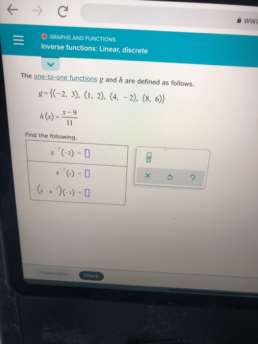 Solved h( + → C WWL OGRAPHS AND FUNCTIONS Inverse functions: | Chegg.com