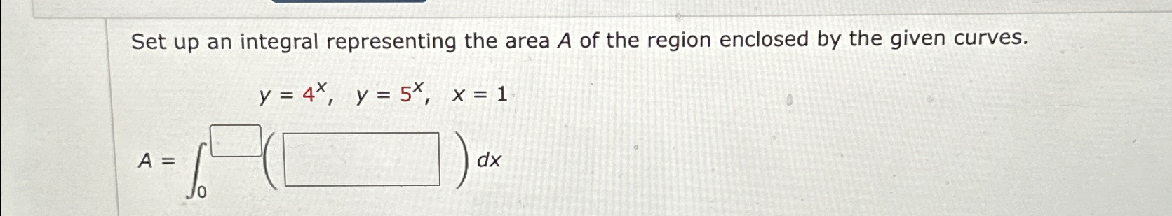 Solved Set up an integral representing the area A ﻿of the | Chegg.com