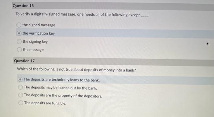 Solved To verify a digitally-signed message, one needs all | Chegg.com