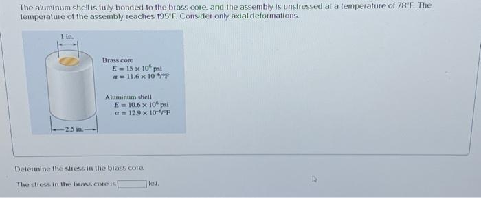 Solved The aluminum shell is fully bonded to the brass core, | Chegg.com