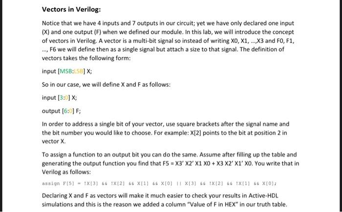 Vectors in Verilog: Notice that we have 4 inputs and | Chegg.com
